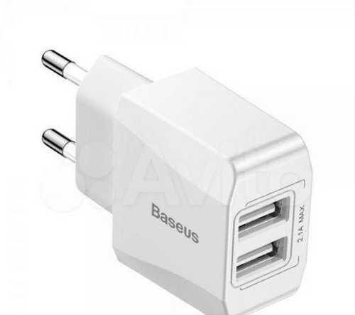 Сетевой адаптер 2USB 2.1A Baseus Mini White