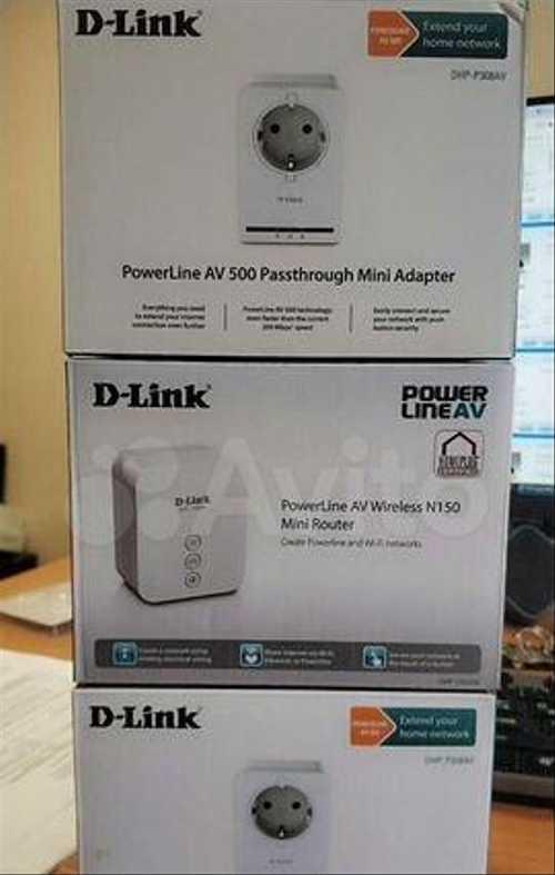 Wi-Fi роутер + Powerline D-link DHP-1220AV + 2шт D