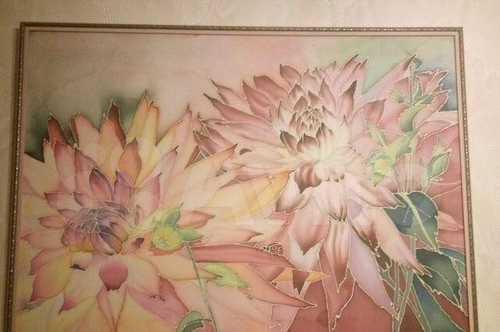 Картина батик цветы подарок