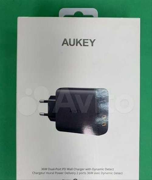 Aukey Dual-Port 36W PD Charger 3A/2USB-C PA-D2 new