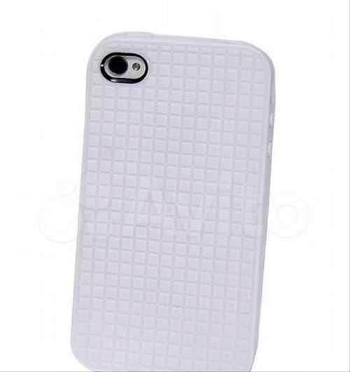 Чехол-накладка для iPhone 4\4S клетка белая Блистер