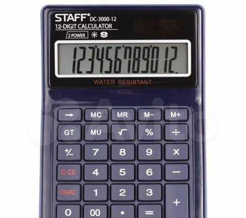Калькулятор Staff plus настольный, водонепроницаемый, 12 разрядов, двойное питание, 171x120 мм (DC-3000-12)