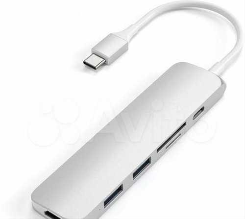 USB-концентратор Satechi Slim Multi-Port V2 (ST-scma2S) Type-C 4K (Silver)