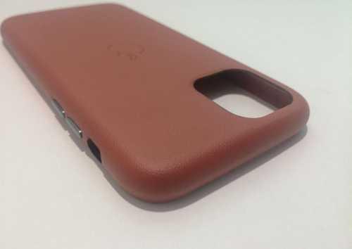 Чехол iPhone 11 pro max кожаный темно коричневый ц