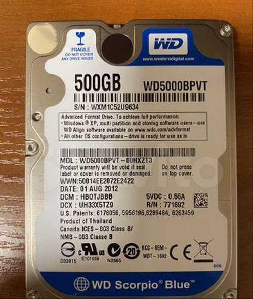 WD Scorpio Blue 500GB (WD5000bpvt)