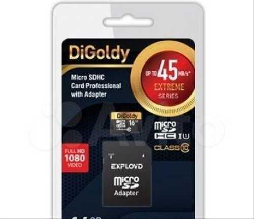 Карта памяти DiGoldy microsdhc Class 10 16GB 45 Мб