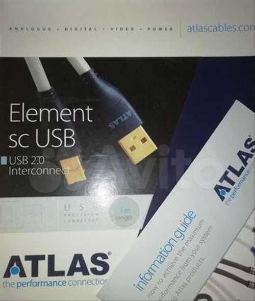 USB кабель Atlas Element sc USB A/B 1.0m