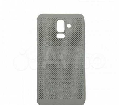 Чехол для Samsung J8 (2018) серый с перфорацией си