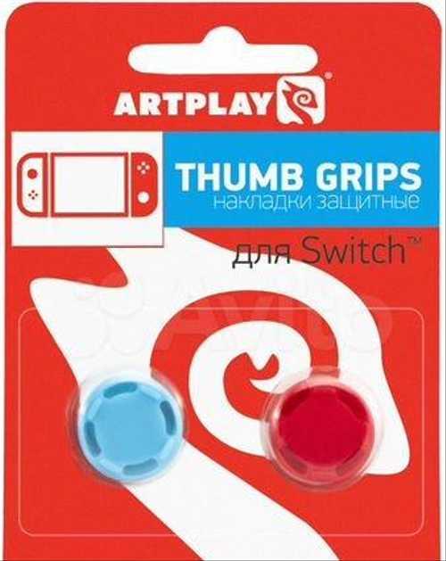 Сменные накладки Artplays Thumb Grips Pro для контроллера NS / NS Lite (красные/синие, 2 шт)