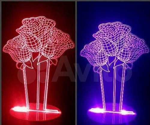 3D светильник-ночник Букет роз