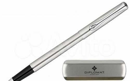 Ручка-роллер Diplomat Traveller stainless steel, синий (D20000650)