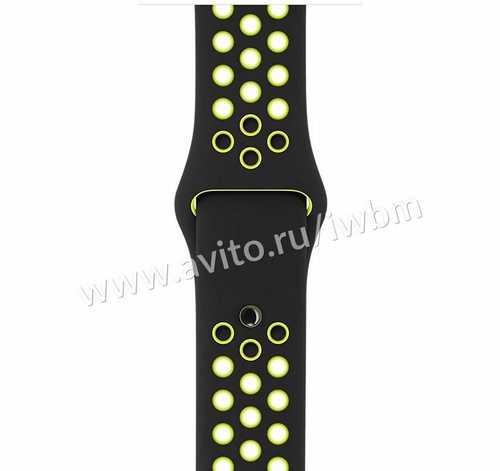 Ремешок Nike Style Apple Watch 42/44 черный/салат