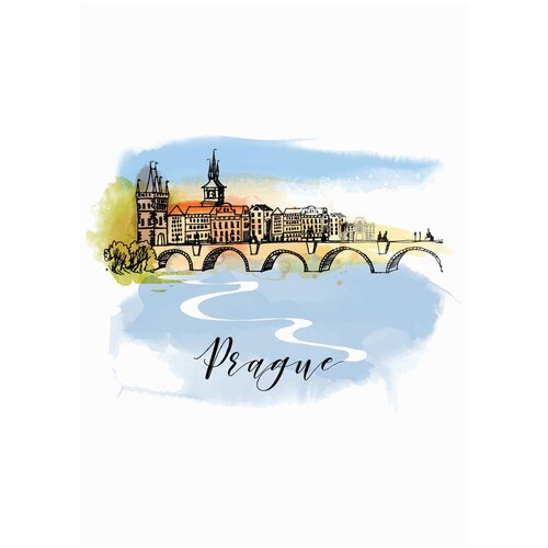 Постер / Плакат / Картина Прага в цвете 50х70 см в раме