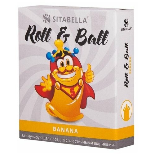 Стимулирующий презерватив-насадка Roll & Ball Banana - 1 штука в упаковке