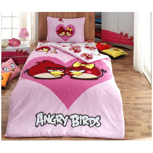 Angry Birds/ Постельное белье 1,6 спальное, для подростков, Турецкий постельный комплект, 100% хлопок