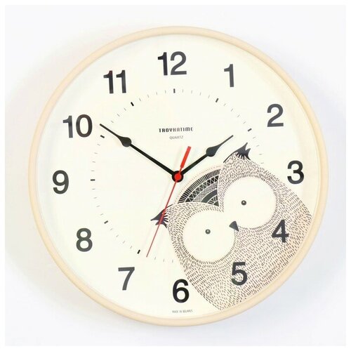 Часы настенные ТероПром 9344340, серия: Интерьер, "Сова", d-30.5 см, плавный ход