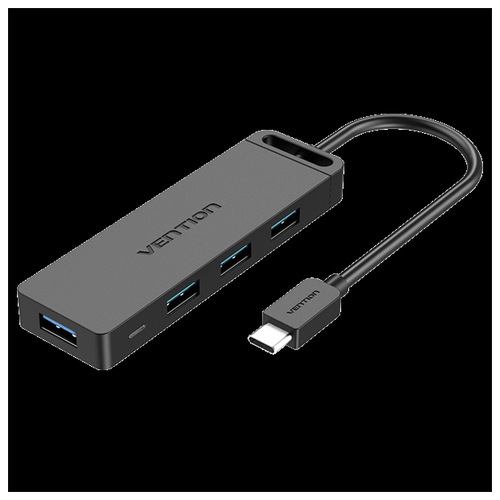Порт-репликатор Vention Type-C to 4-Port USB 3.0 Hub with Power Supply Black 0.15M ABS Type
