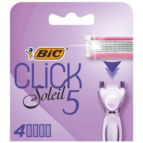 Сменные кассеты для бритья 5 лезвия BIC Click 5 Soleil сменные лезвия для женской бритвы набор из 4 шт