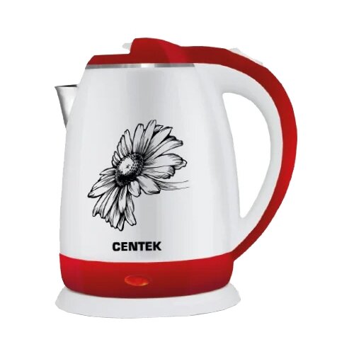 Чайник CENTEK CT-1026, красный/цветок