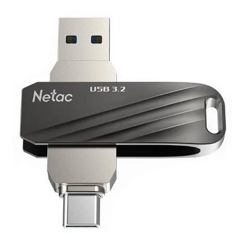 Накопитель USB 3.0/USB Type-C 256Гб Netac US11 (NT03US11C-256G-32BK), черный/серебристый