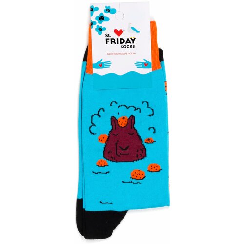 Носки St. Friday Носки с капибарами St.Friday Socks, размер 34-37, коричневый, оранжевый, голубой