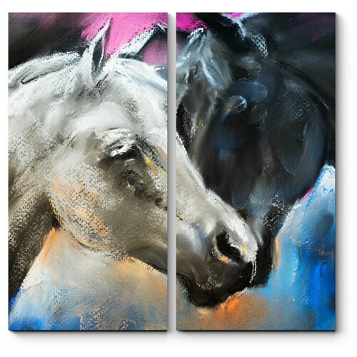 Модульная картина Влюбленная пара лошадей 50x50