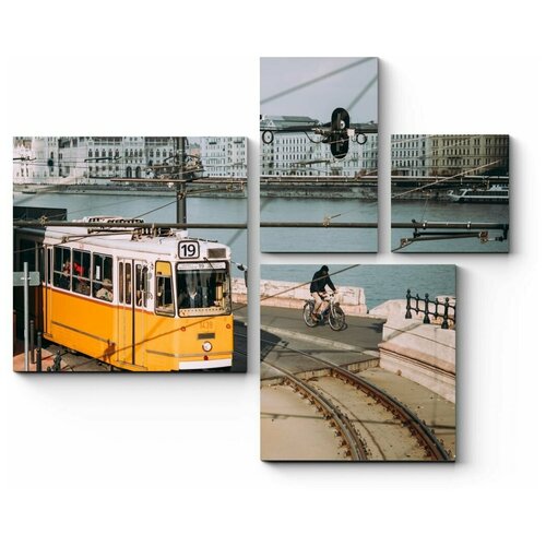 Модульная картина Трамвай по одной из улиц Будапешта172x143