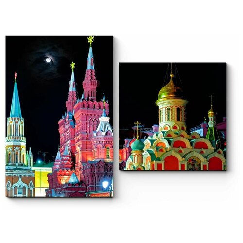 Модульная картина Красная площадь в ночь полной луны110x83