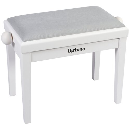 UPTONE Fusion MW3 Gray банкетка с регулировкой высоты, цвет корпуса белый матовый, сиденье вельвет в рубчик серый