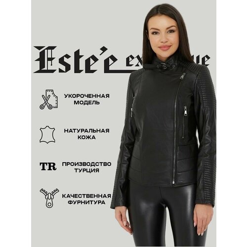 Кожаная куртка Este'e exclusive Fur&Leather, размер M, черный