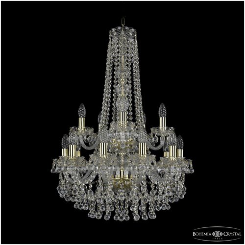Люстра Bohemia Ivele Crystal 1409/10+5/195/h-83/2d/G, E14, 600 Вт, кол-во ламп: 15 шт., цвет: золотой