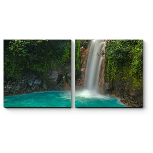 Модульная картина Лазурь вод затерянного водопада, Коста Рика110x55