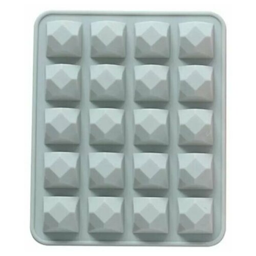 Силиконовая форма для льда, шоколада и кондитерских изделий "Кристаллы", 20 ячеек, 15 х 12 см, цвет серый