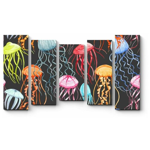 Модульная картина Разноцветные медузы160x96