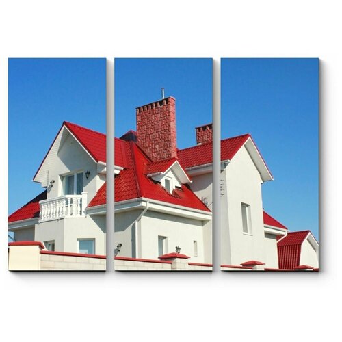Модульная картина Дом с красной крышей90x65