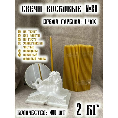 Свечи Церковные, медовые, восковые, набор, натуральные, №80 2кг