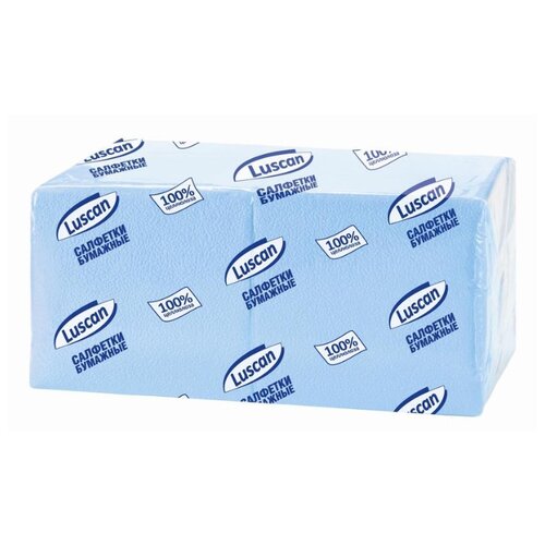 Салфетки бумажные Luscan Profi Pack 1-слойные 24х24 пастель голубые 400 штук в упаковке