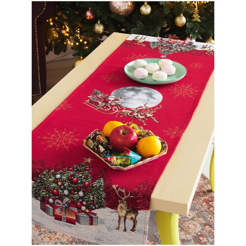Салфетка на стол новогодняя Магазин гобеленов "Рождественская ночь-2" 43*135 см