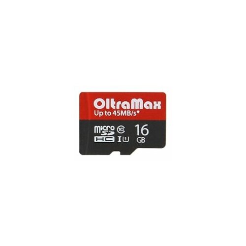 Карта памяти OltraMax microSDHC Class 10, UHS-I, R 45 МБ/с, адаптер на SD