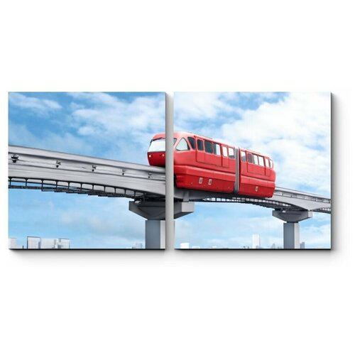 Модульная картина Красный монорельсовый поезд110x55