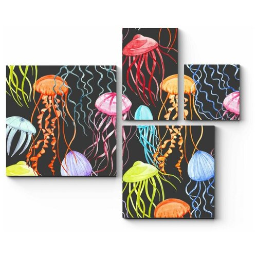 Модульная картина Разноцветные медузы132x110