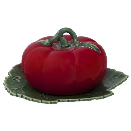 Масленка с крышкой "Томат", длина 20 см, цвет красный, керамика, Bordallo Pinheiro, BOR65007111