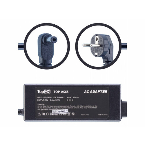 Блок питания для Asus Transformer Book TP300 19V 3.42A 4.0x1.35mm 65W TopON