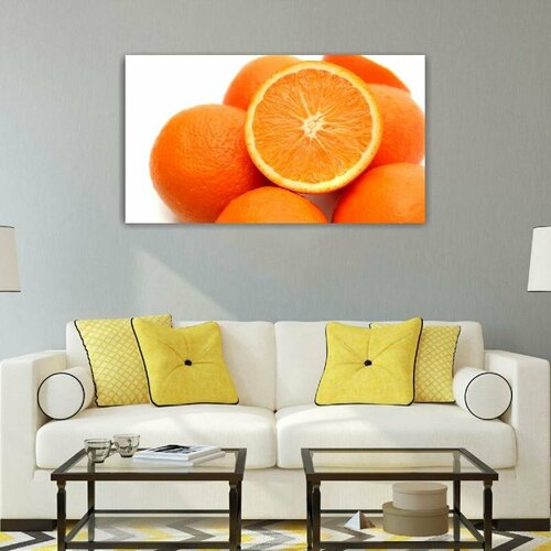 Картина на холсте 60x110 LinxOne "Апельсины 02" интерьерная для дома / на стену / на кухню / с подрамником