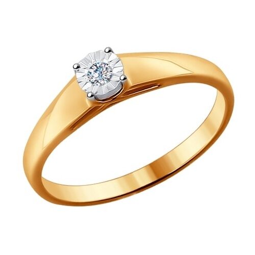 Кольцо помолвочное SOKOLOV, комбинированное золото, 585 проба, бриллиант, размер 16.5