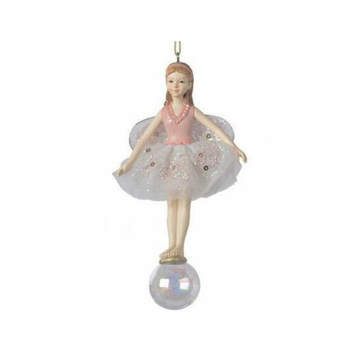 Ёлочная игрушка феечка В розовом - на шаре, полистоун, 13 см, Kaemingk 530281-1