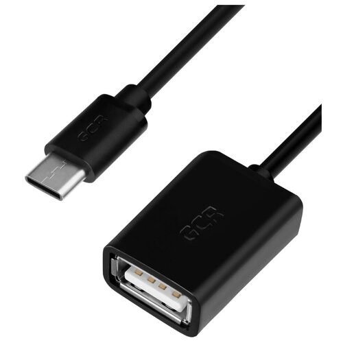 GCR Адаптер переходник OTG 0.5m USB 2.0, CM/AF, черный, 28/28 AWG, экран, армированный, морозостойкий