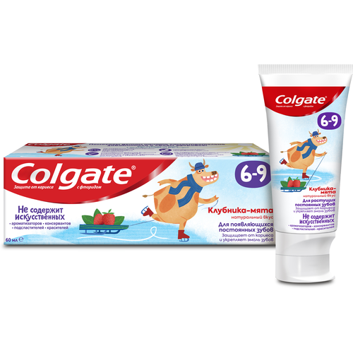 Зубная паста Colgate Клубника-мята, для детей 6-9 лет, 60 мл, 108 г