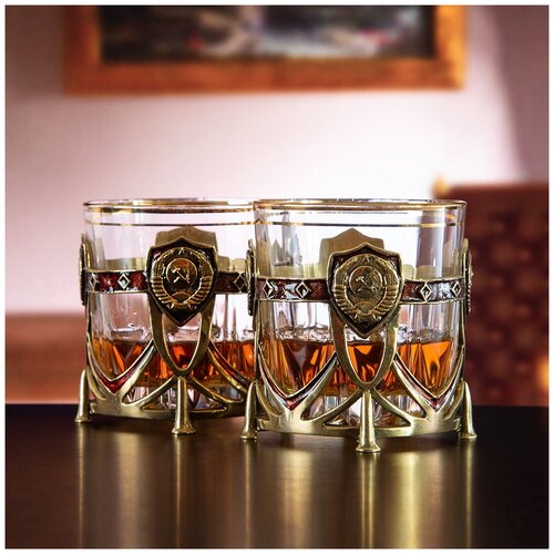 Набор из двух бокалов для виски СССР в деревянной шкатулке