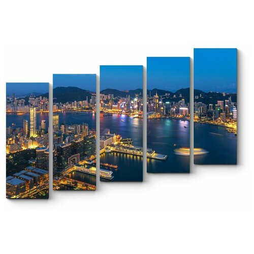 Модульная картина Сияющий ночными огнями Гонконг130x91